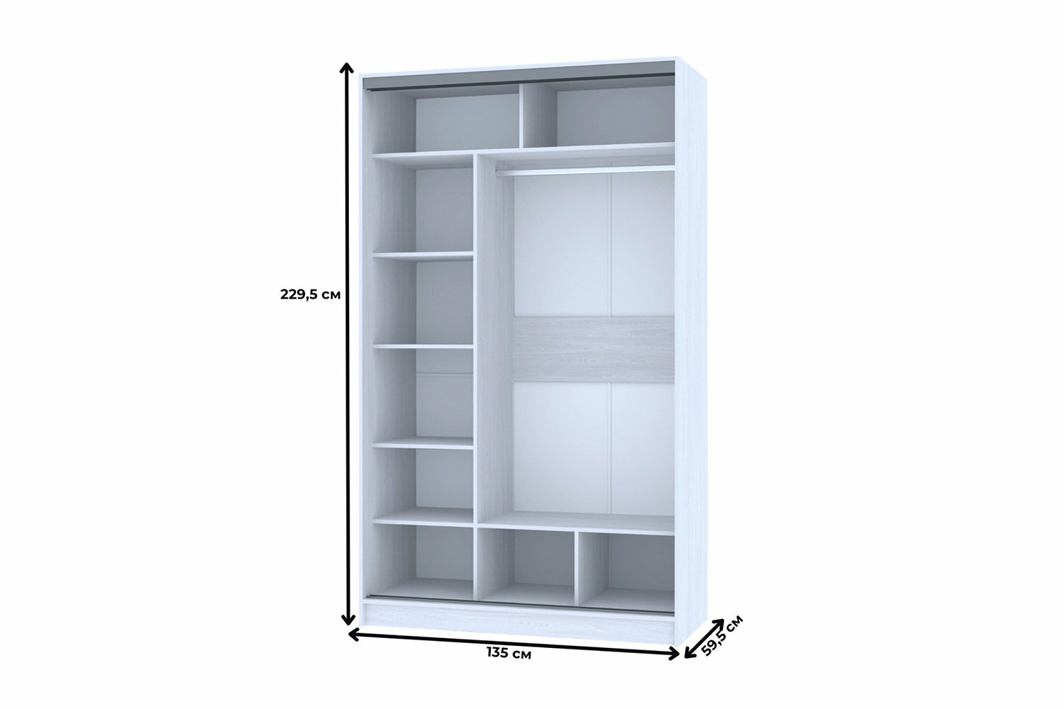 Шкаф-купе Hoff Home, 135х229,5х59,5 см, для одежды, ЛДСП, цвет ясень Анкор светлый — фото 1