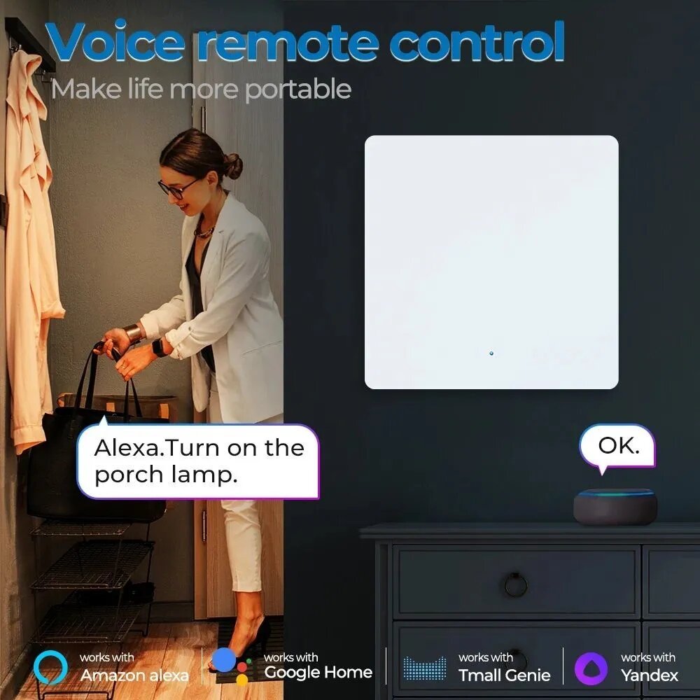 Умный выключатель Zigbee с Алисой, без нуля, трехклавишный, Tuya smart life