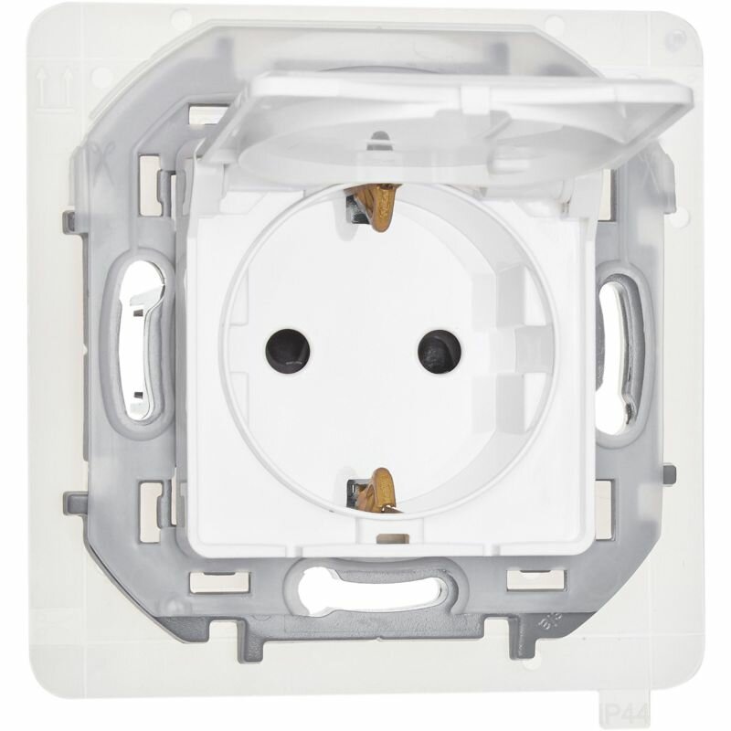 Розетка 1-м СП Inspiria 16А IP44 250В 2P+E защ. шторки с крышкой немецк. стандарт механизм бел. IEK 673740