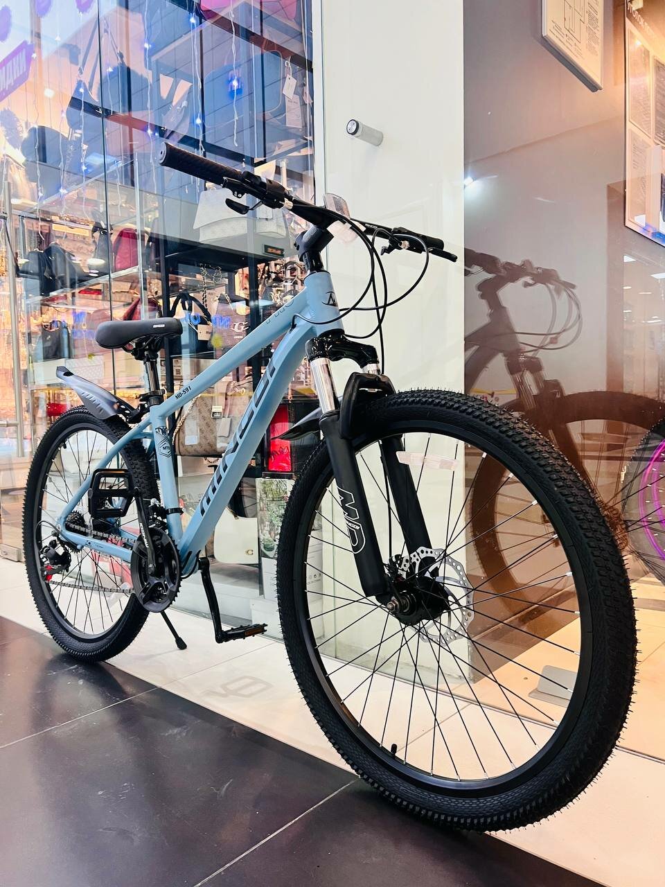 Горный подростковый велосипед MINGDI, городской, 26 дюймов / подростковый для прогулки / скоростной, спортивный велик для подростков голубой