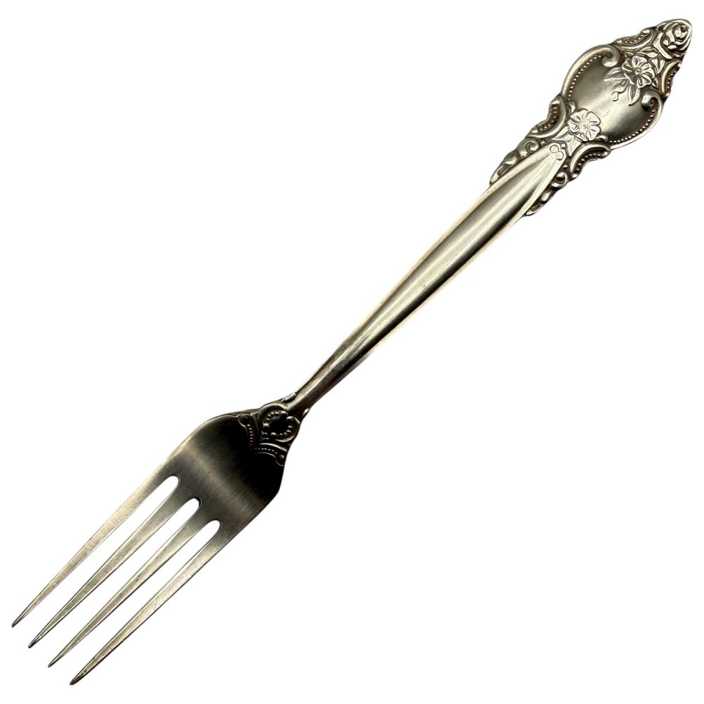 Вилка десертная "Троянда", 17.5 см, МНЦ, 1974-1984 гг, Завод им. Дзержинского, Киев, СССР