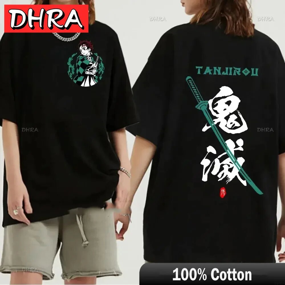 Мужская футболка Demon Slayer Хлопок Темно-зеленый, XS, Black22