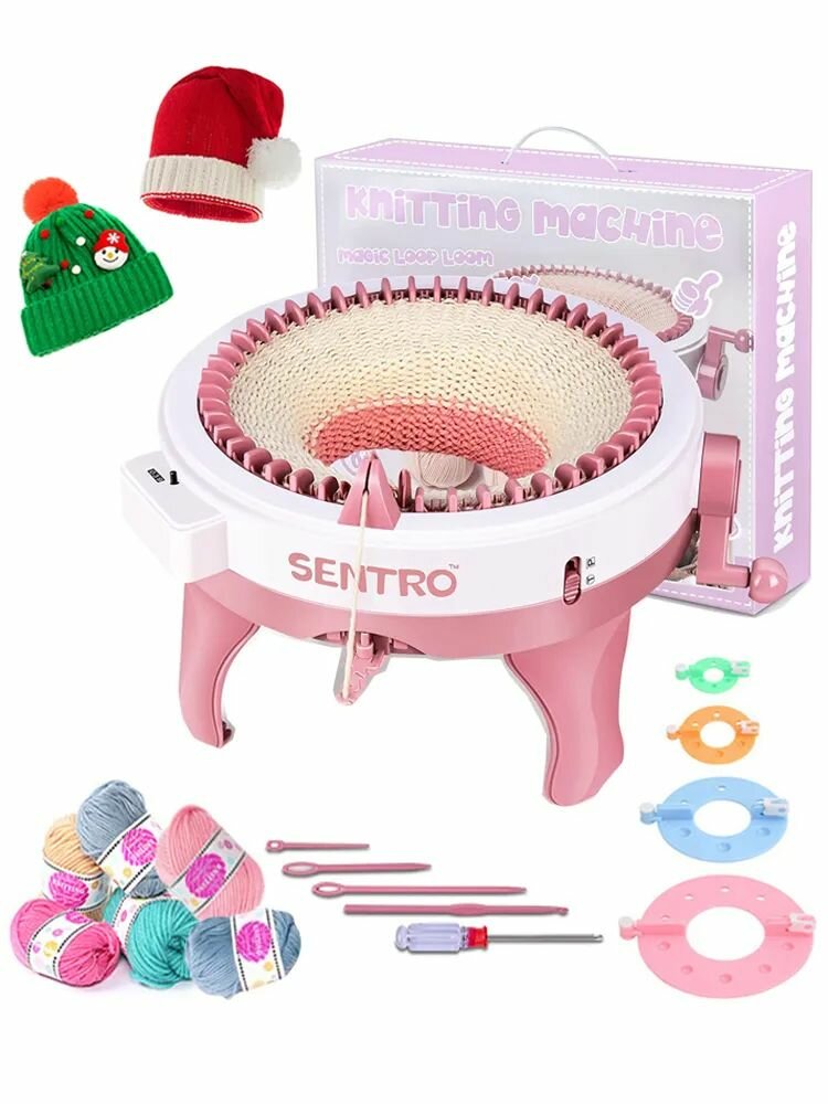 Машина для вязания 48 петель С 6 рулонами случайно окрашенных пряжей и 4 шерстяных шаровых фигур