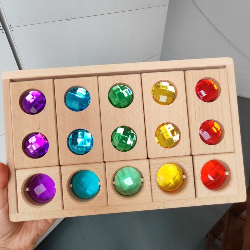 Акриловые строительные блоки, прозрачные кубики, радужные блоки, креативные игрушки для детского сада, блоки из камней света и тени.