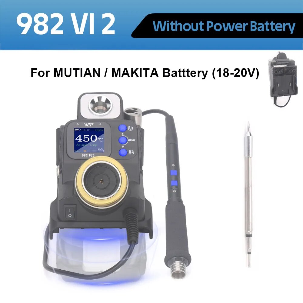 Беспроводная паяльная станция WEP 982-VI, прецизионный портативный паяльник с 982-VI2 For Makita