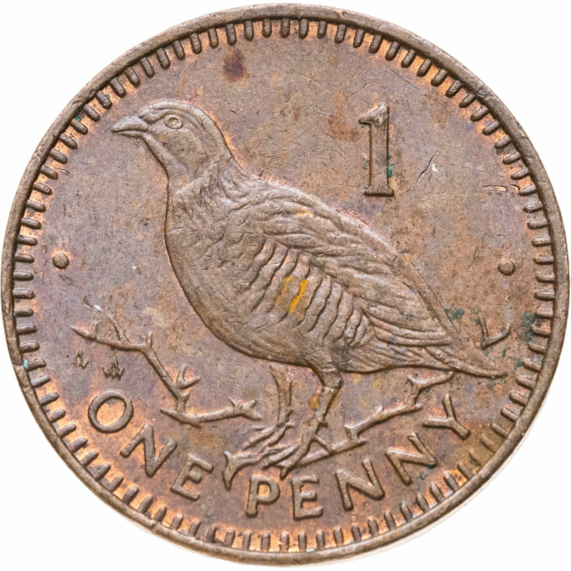 Гибралтар 1 пенни penny 1990, Бронза, в сохранности XF