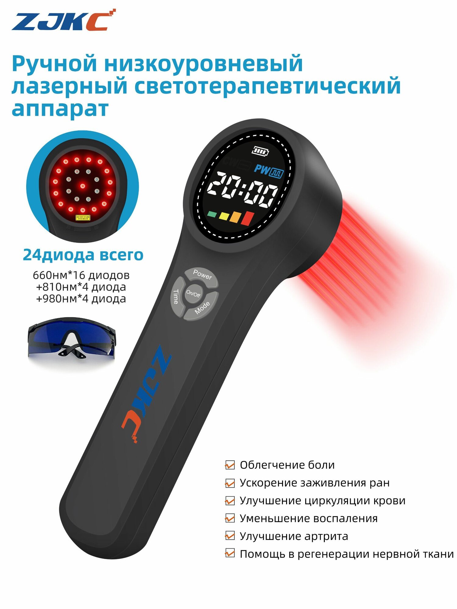 Аппарат лазерной терапии холодного типа для дома (980 нм/810 нм/660 нм) для людей и животных (кошки, собаки, лошади) облегчение боли в мышцах и суставах, лечение артрита
