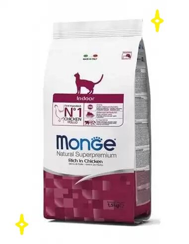 Сухой корм для кошек Mong Superpremium Cat indооr, с курицей 1,5кг