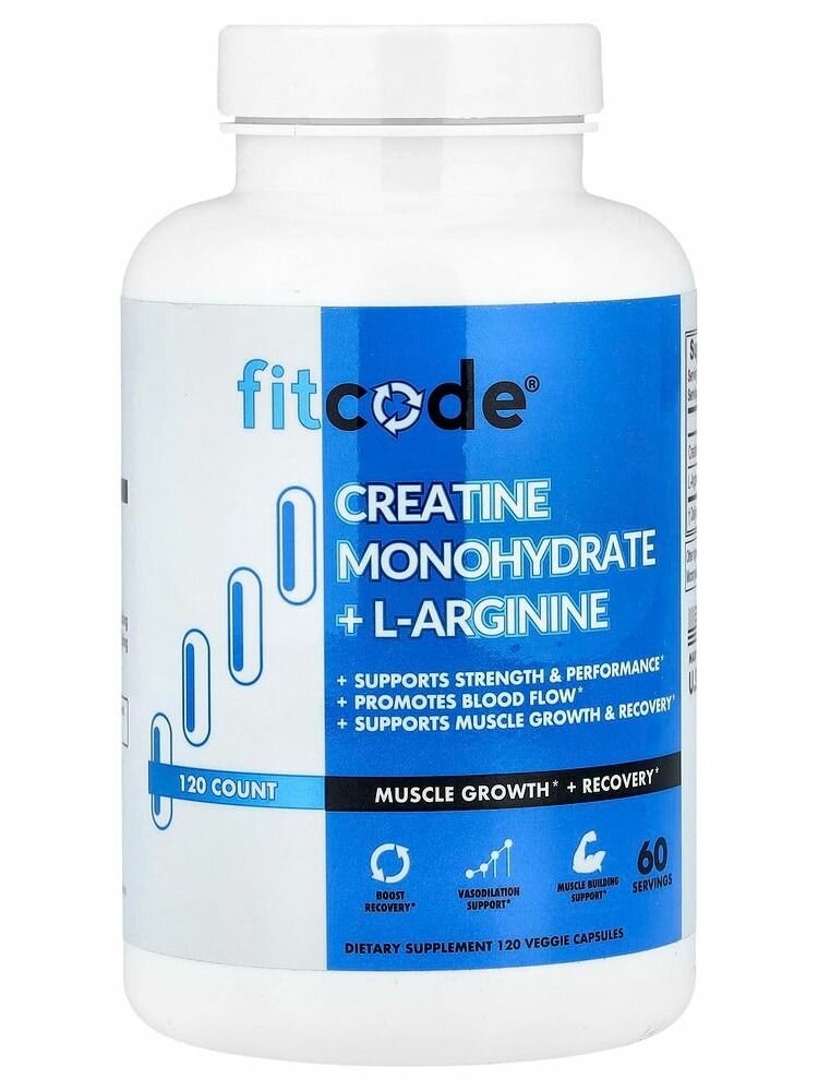 Моногидрат креатина и L-аргинина, 120 растительных капсул, fitcode
