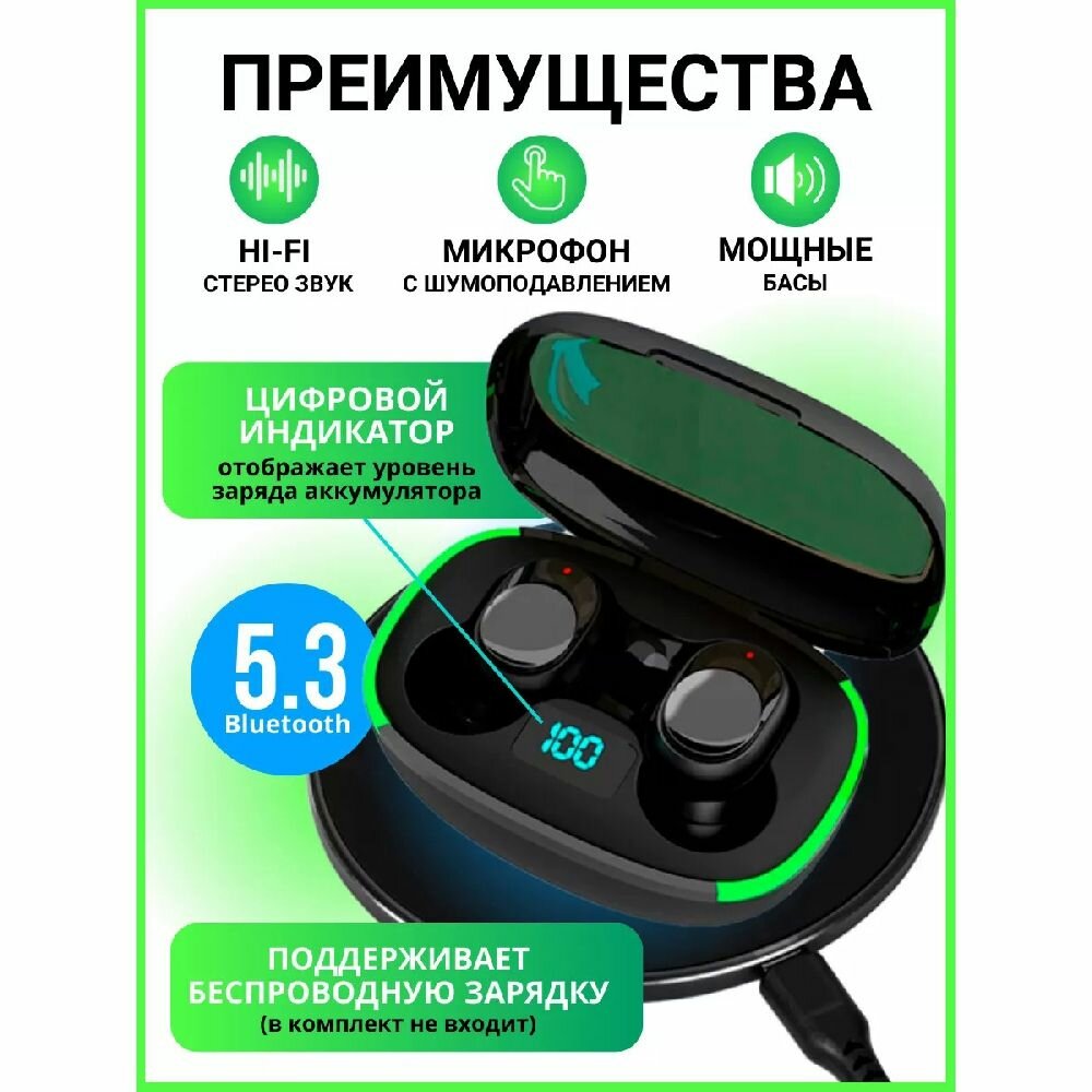 Наушники, беспроводные, полноразмерные, с адаптивным эквалайзером, черные