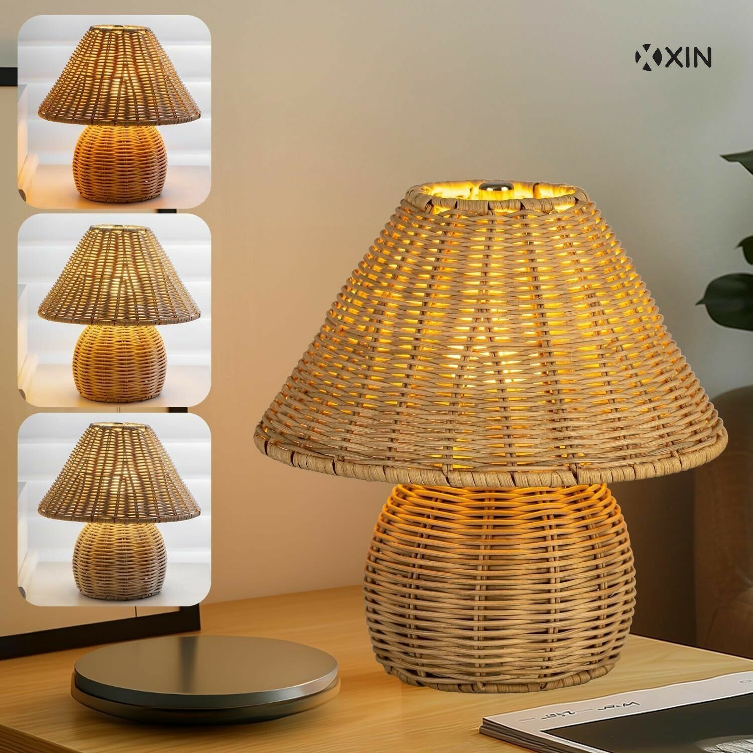 Настольный светильник, бамбуковый, античная ива, E26, жёлтый