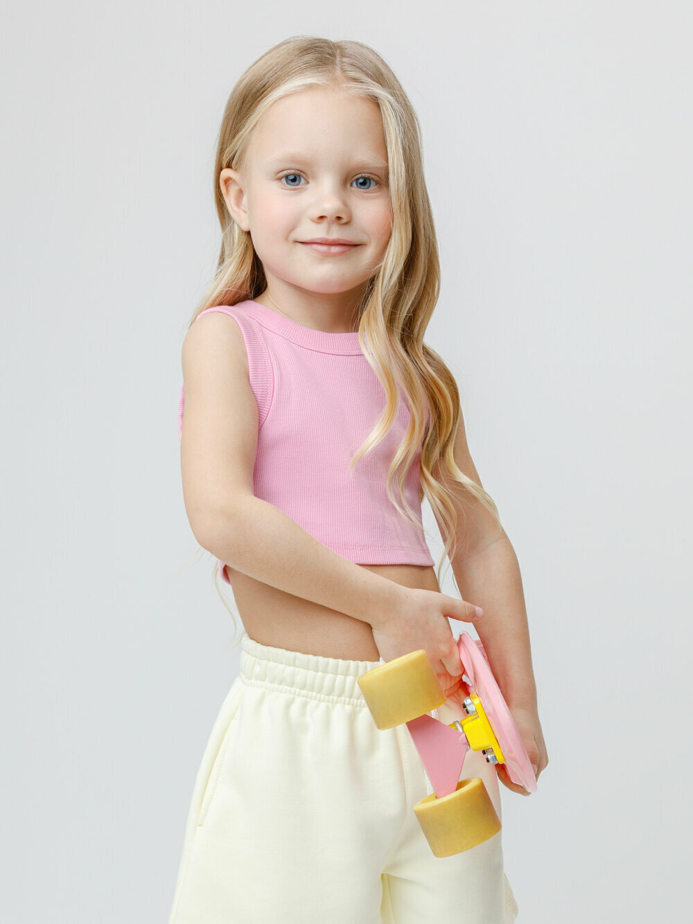 Майка укороченный топ в рубчик для девочки