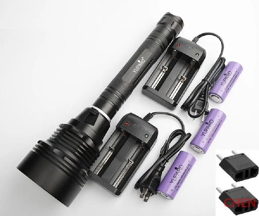 Подводный фонарь Yupard P90 для подводной охоты с зарядными устройствами и аккумуляторами