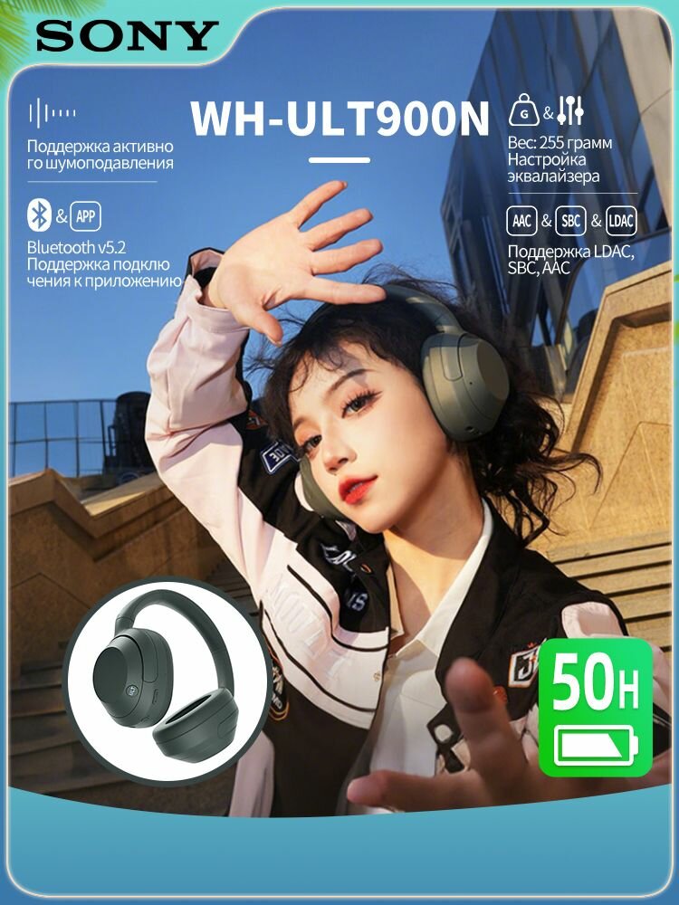 Беспроводные полноразмерные наушники SONY ULT WEAR WH-ULT900 активное шумоподавление