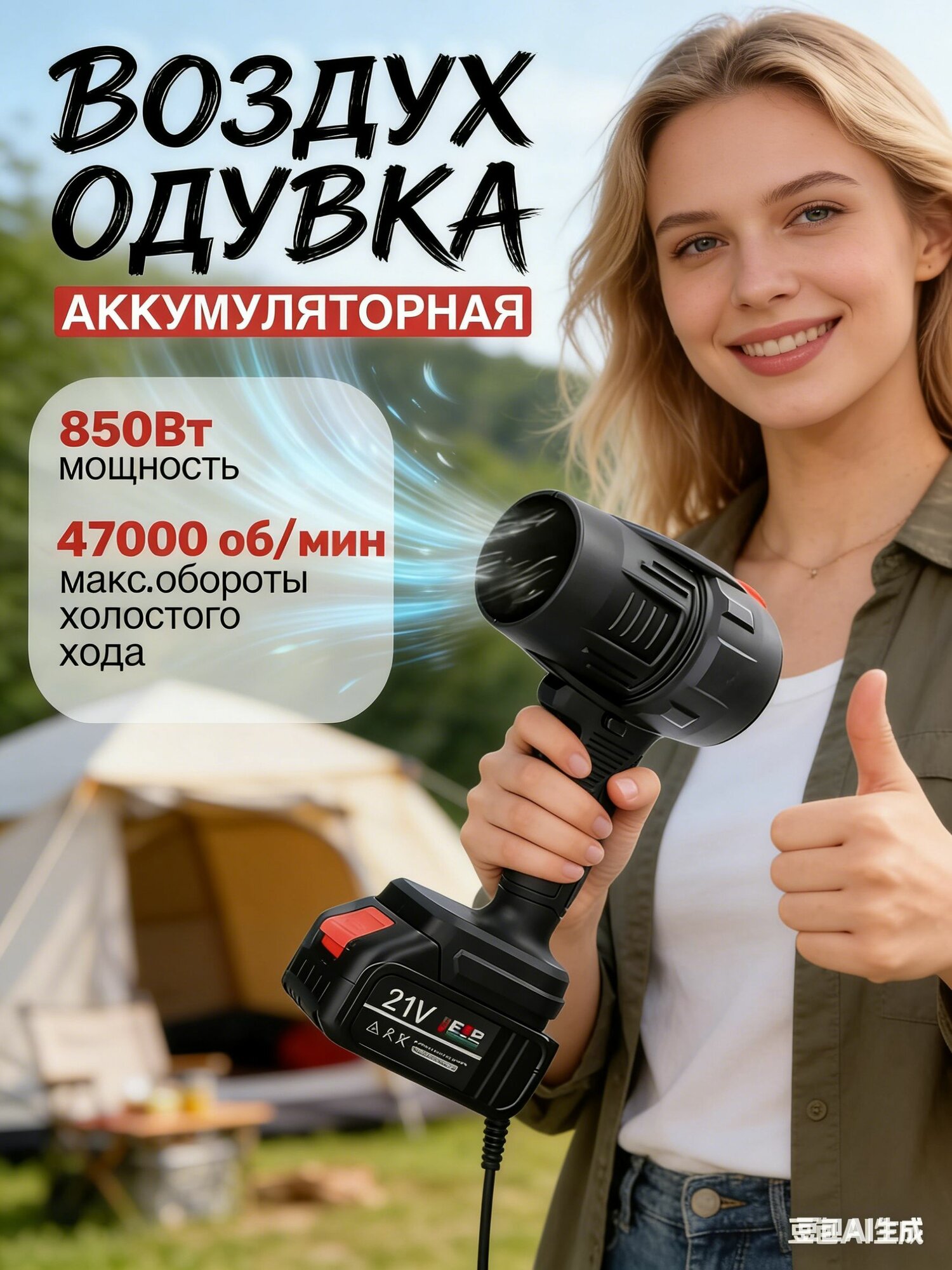 Воздуходувка аккумуляторная,850Вт