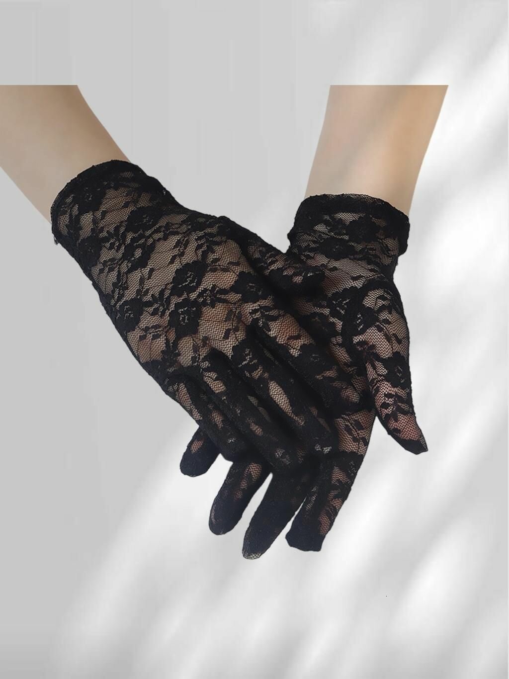 Кружевные перчатки в стиле 1920-х, 22 см черный