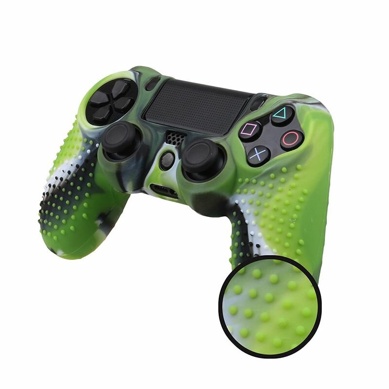 Силиконовый чехол-накладка с камуфляжным рисунком для контроллера PlayStation 4 (PS4). камуфляжный чехол PS4 силиконовая накладка для контроллера
