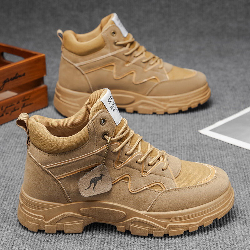 MOOCIE Ботинки Мартина, стильные ботинки на платформе, мужская обувь, увеличивающая рост, высокие повседневные ботинки, модные мужские армейские ботинки, ковбойские сапогиEU:43