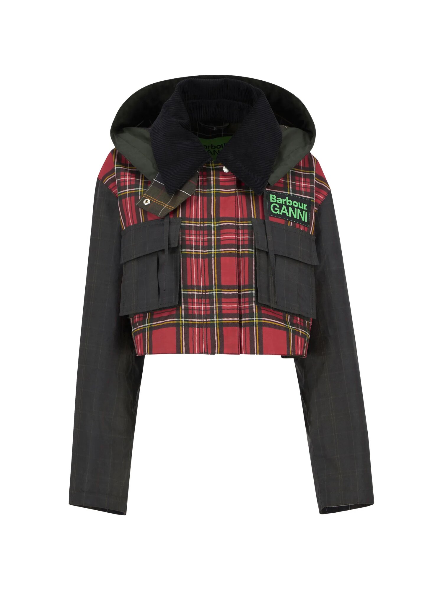 Пальто Barbour X Ganni plaid-pattern coat, размер 12, черный — фото 1