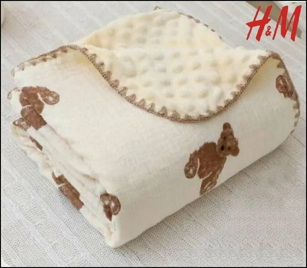 H&M Плед двусторонний , Хлопок, 100 см х 100 см
