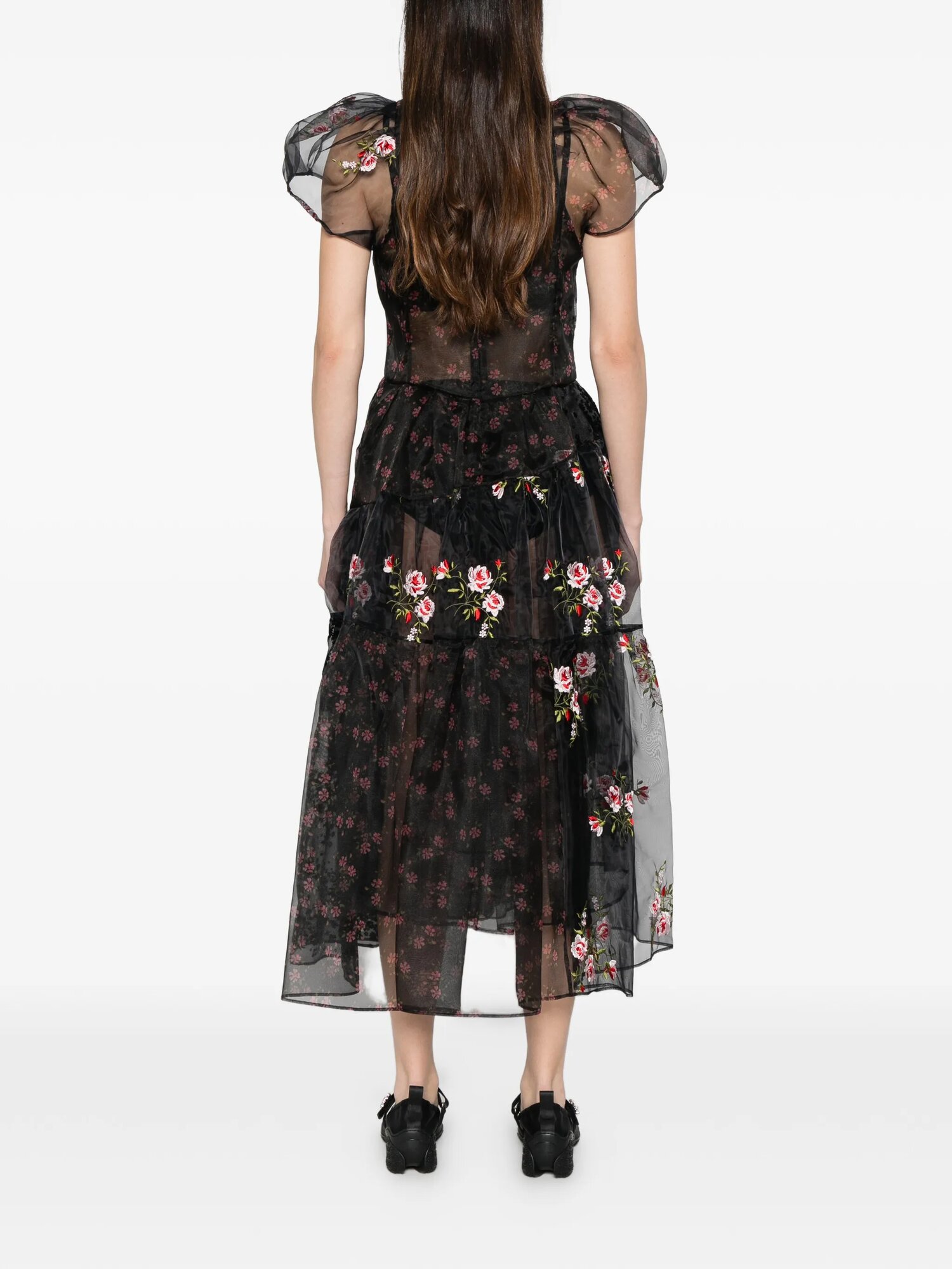 Платье Simone Rocha Puff-sleeve patchwork dress, размер 8, черный — фото 1