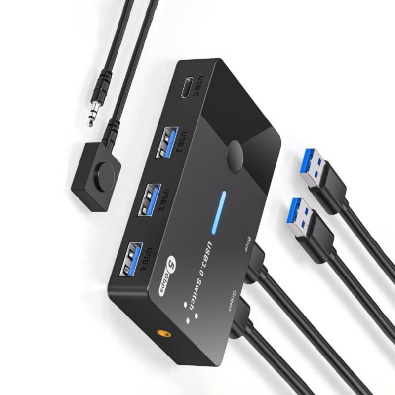 USB3.0 Переключатель 2 в 4 Выхода KVM-переключатель Компьютер Ноутбук Совместное использование хоста USB3.0 с устройством Type C Общая Мышь Клавиатуры Принтер