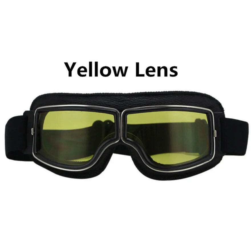 Новейшие винтажные кожаные мотоциклетные очки, складные авиаторы, 4 цвета, yellow lens