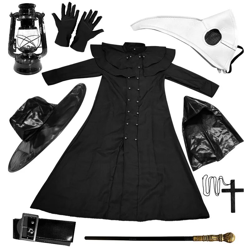 Костюм Чумного Доктора Стимпанк Полный комплект S, 9 Pcs