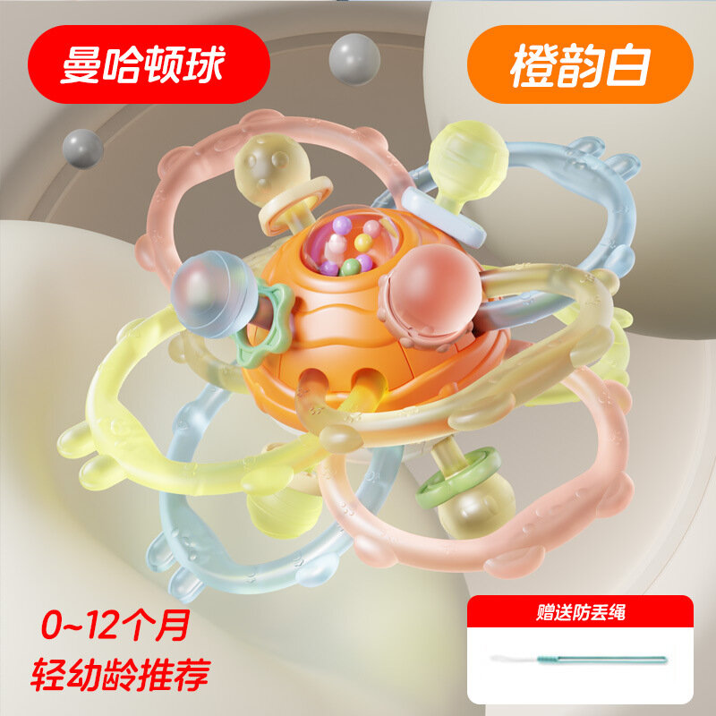 Манхэттенский ручной мячик для раннего развития, силиконовая погремушка для прорезывания зубов, обучающая игрушка для тренировки хватки, приспособление против кусания пальцев.