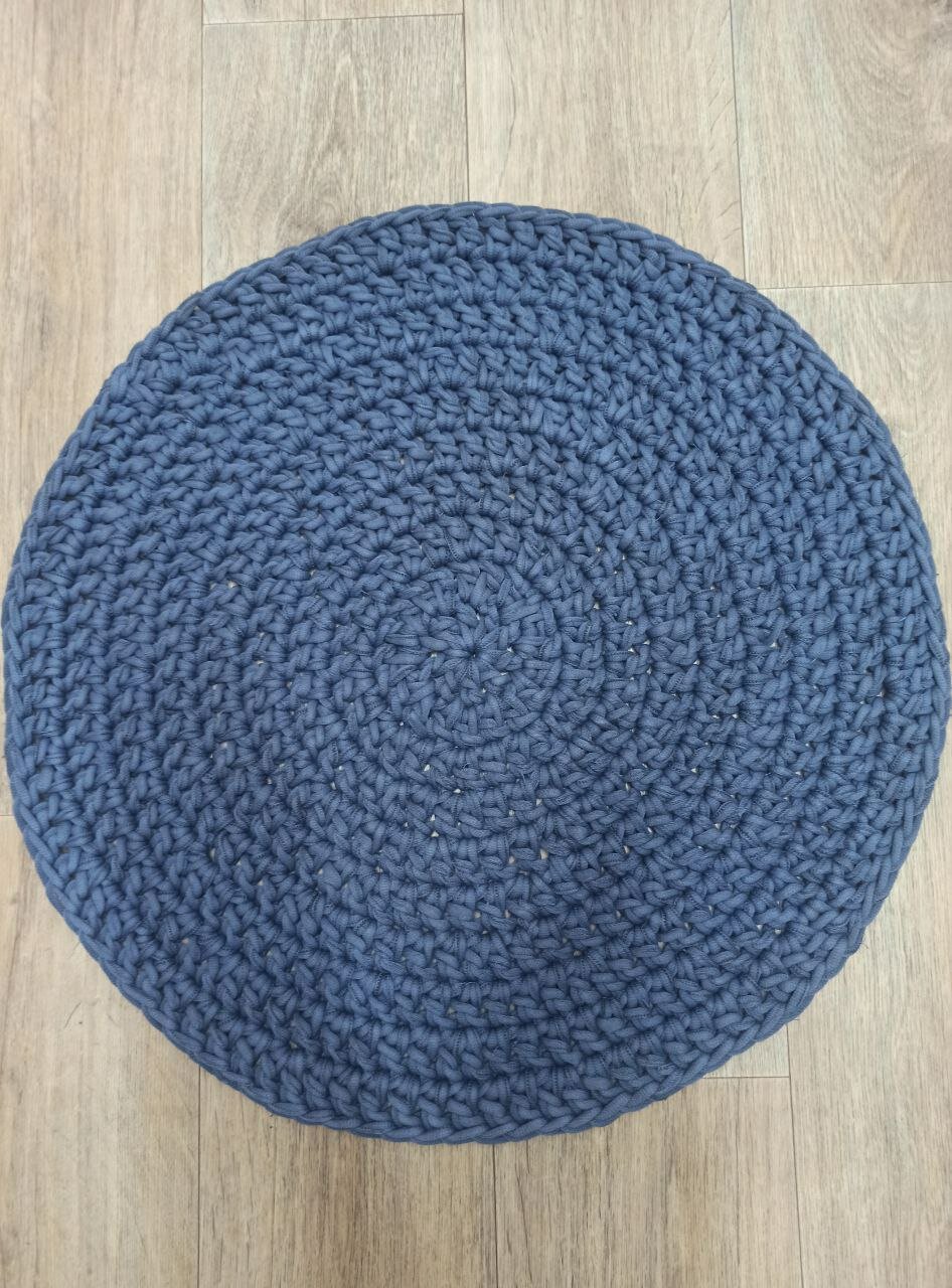 Эко коврик. Круглый вязаный хлопковый ковер, ручной работы для гостиной, спальни, детской, прихожей, ванной и бани