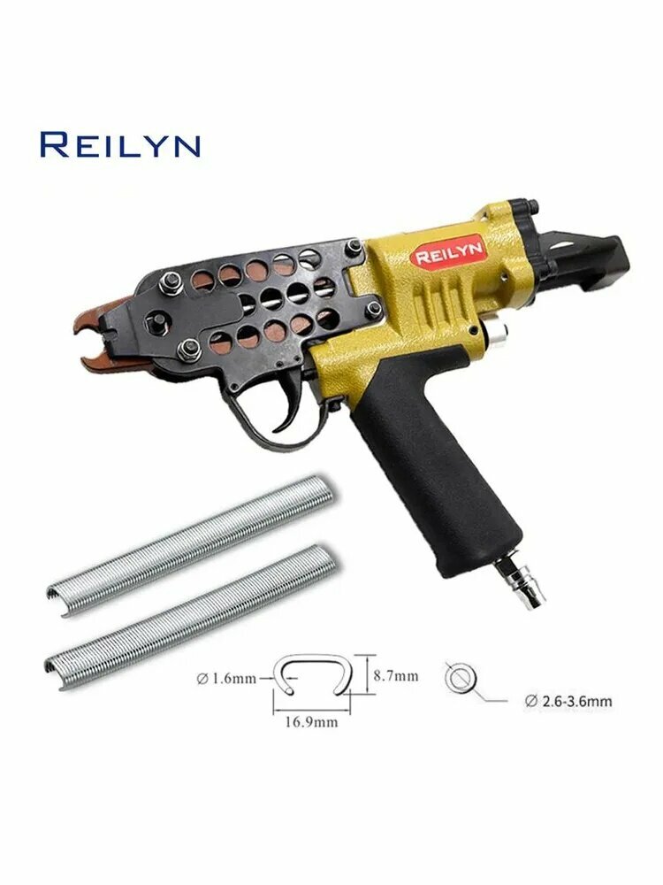 Пневматический гвоздезабивной пистолет С-типа, модель SC760C, может использовать кольцевые гвозди 16-го калибра и подходит для проволочных клеток, заборов, кожаных сидений и т. д.