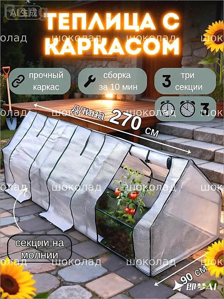 Парник, теплица домиком akS7Z 2.7х0.9х0.9м, Софт