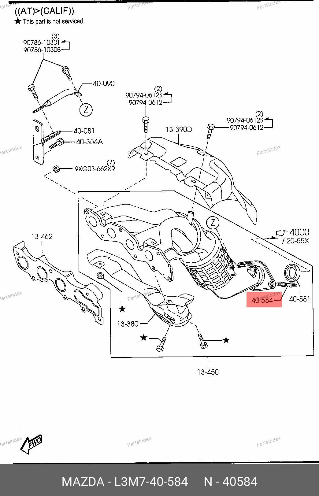 Шпилька крепления глушителя, MAZDA L3M740584