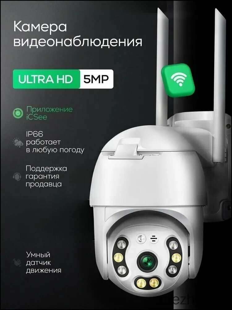 Камера видеонаблюдения wifi уличная, ICsee 5мп, белая