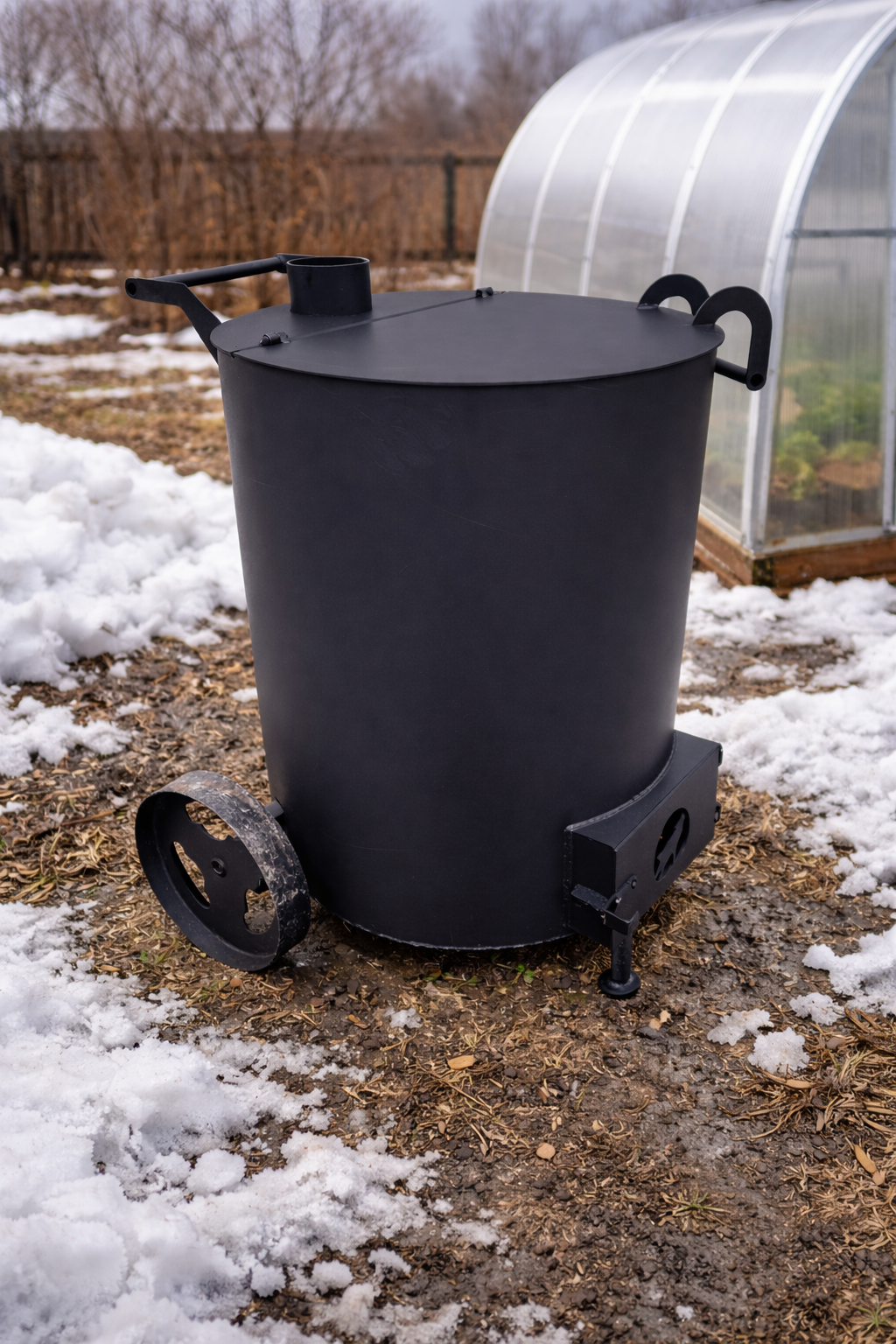 Бак бочка большая для сжигания мусора, 240 литров, толщина 3мм