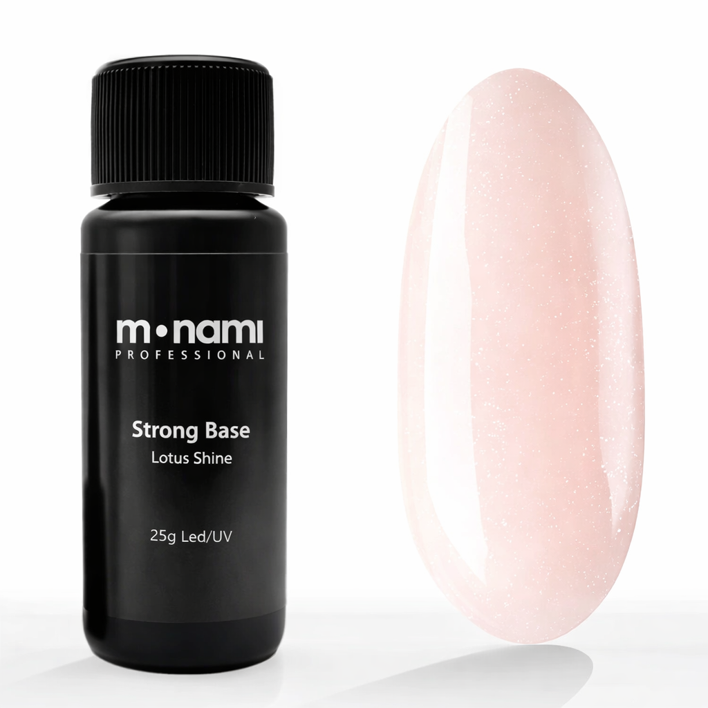 Базовое покрытие Monami "Strong Base Lotus Shine", полимеризация в LED и UV лампах, 60 сек, 3 цвета