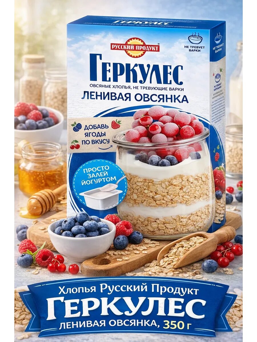 Хлопья Русский продукт геркулес ленивая овсянка, 350г