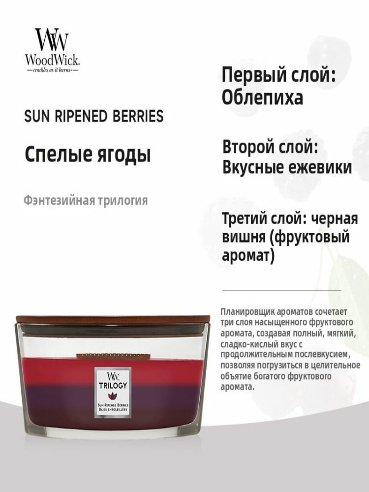 Ароматическая свеча WoodWick "Спелые ягоды", 9.1см х 17.4см , 453г