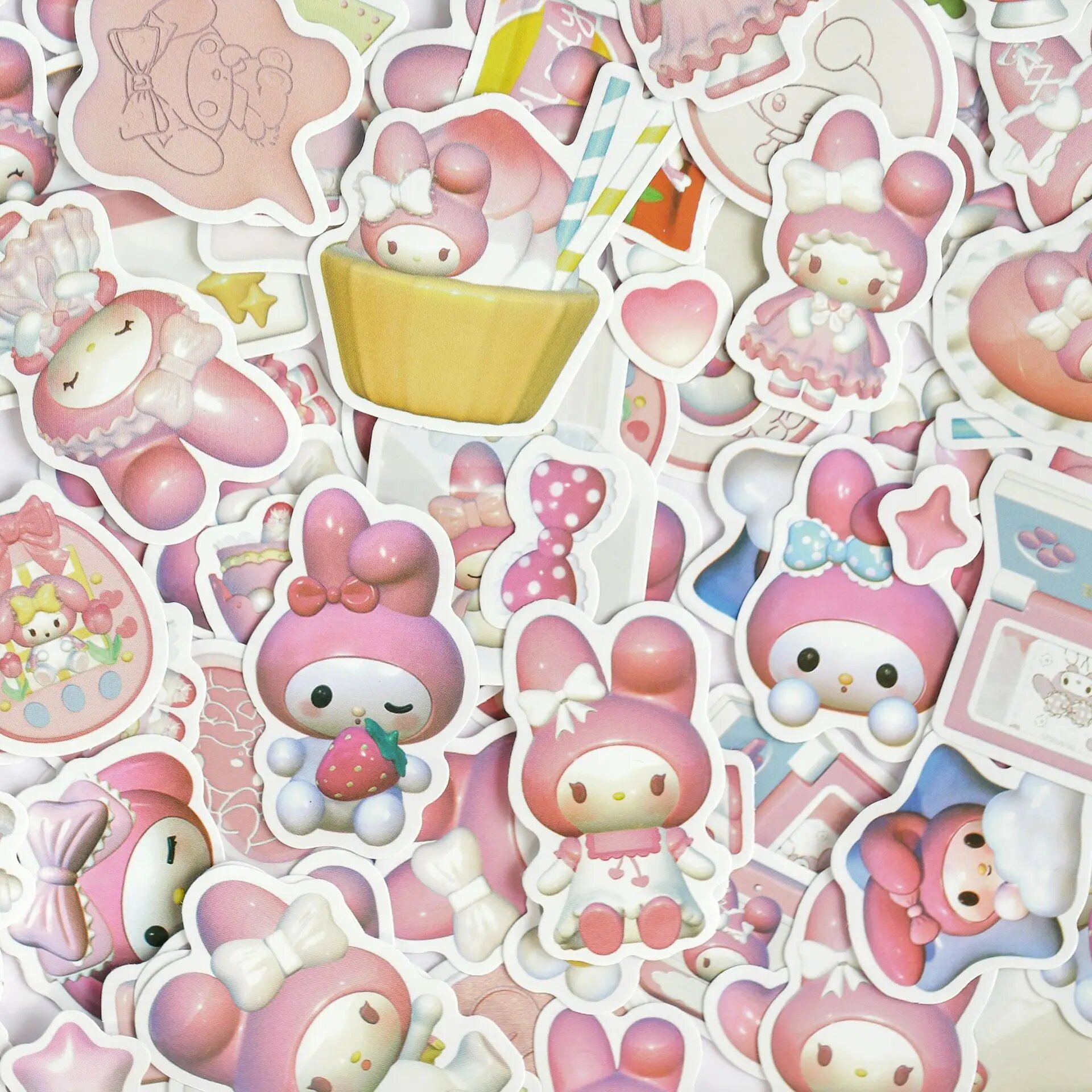 Наклейки MINISO Melody, Cinnamoroll, Kuromi, розовый