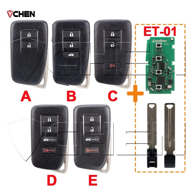 Умный пульт EoneBoss ET-01 для Toyota Land Cruiser, Levin, Highlander, Camry, Corolla, RAV4, Prado, а также для Lexus, 4D 8A, глобальная версия.