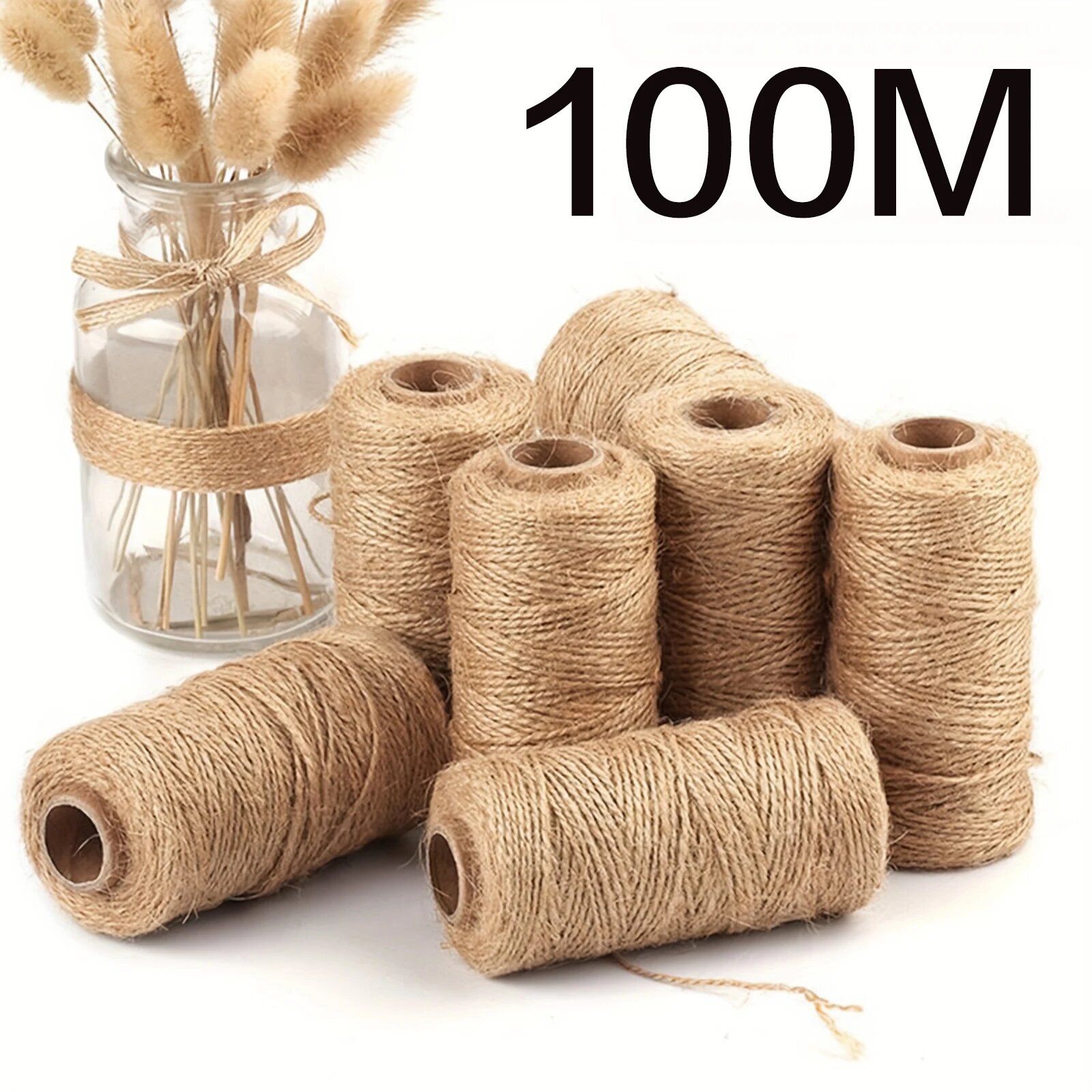 Джутово-пеньковая веревка 2 мм x 100 м, цвет 2mm