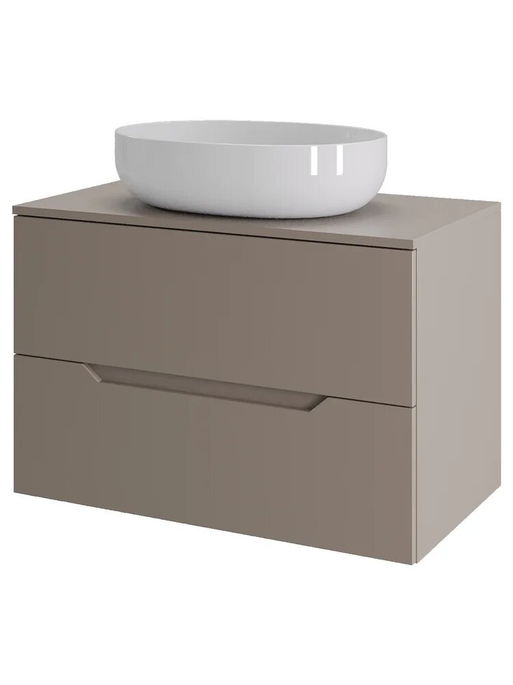 Тумба с раковиной Orange Line 70 подвесная, 70$2 см, со столешницей, коричневая, матовая, из МДФ, с ящиками, раковина для ванной, фарфоровая, овальная