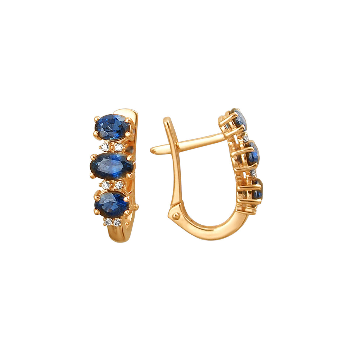 Серьги, красное золото, 585 проба, сапфир