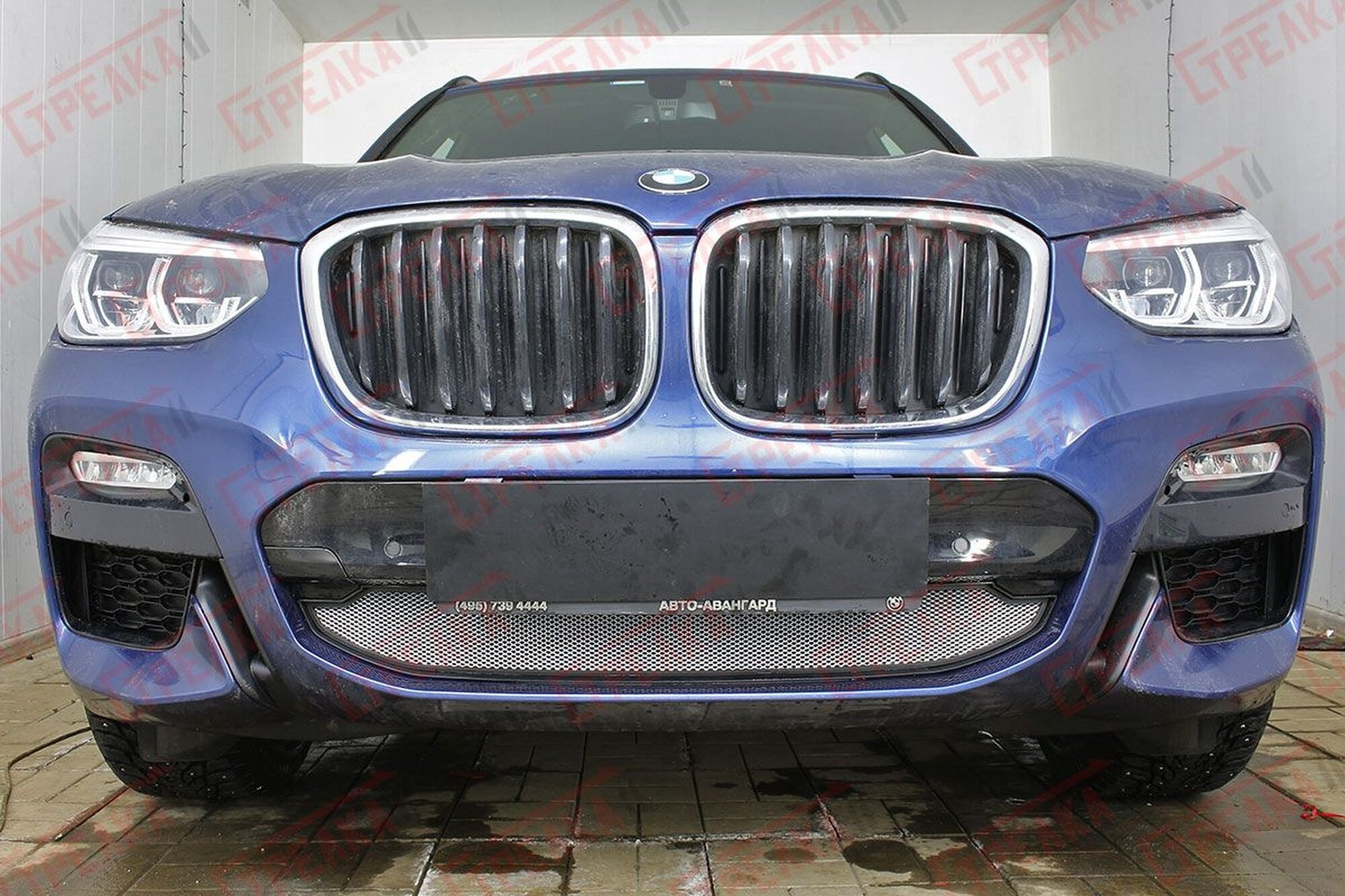 Защитная сетка радиатора с окантовкой и защелками для BMW X3 (G01) 2017- (III), 1шт, хром (20i / 20d / 30d AT Base)
