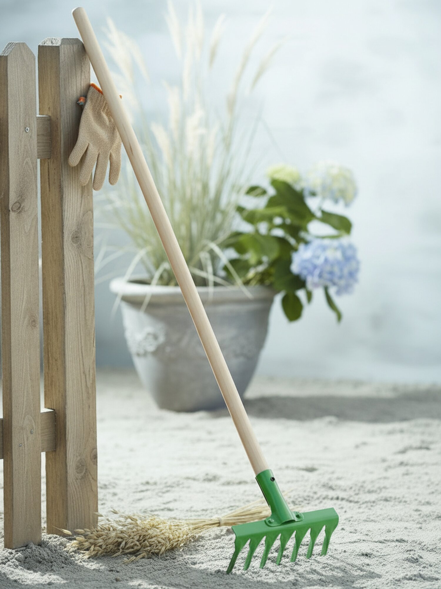 Грабли садовые витые HouseLoft 6 зубьев, сталь, деревянный черенок 120 см, клепаная тулейка для дачи и огорода ГВ6КЛ02