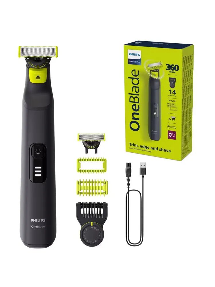 Триммер Philips OneBlade QP6542/15 Pro Face + Body, для лица, тела, бороды и усов