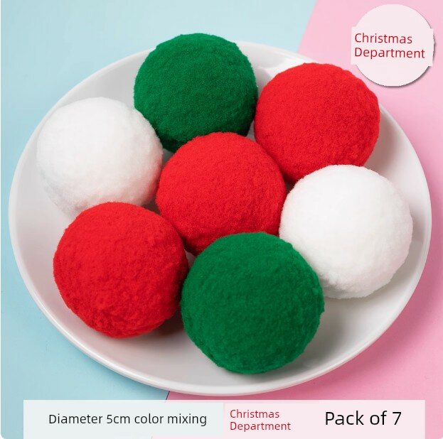 Рождественские белые, красные, зеленые помпоны 5 см, 7 шт. в упаковке для детского творчества