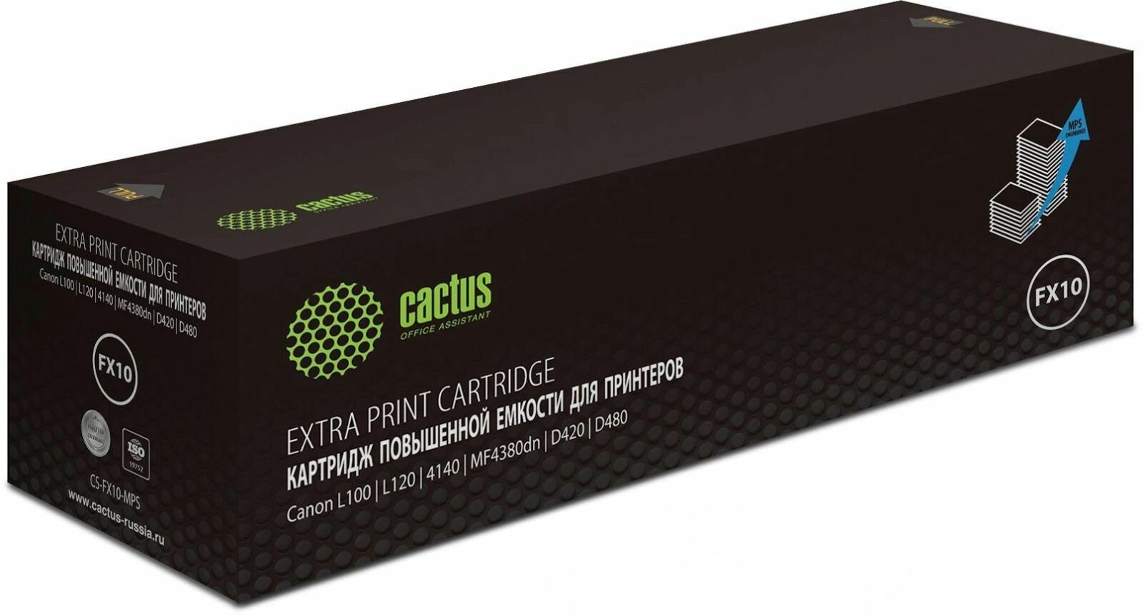 Картридж лазерный CACTUS FX-10X черный, 3000 страниц, для Canon L100 L120 4140 MF4380dn D420 D480 (CS-FX10-MPS)