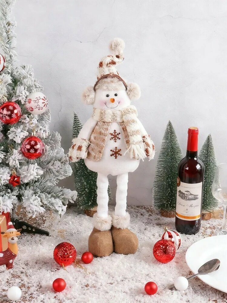 Игрушка под елку Снеговик в остроконечной шляпе, высота 50 см, длина 20 см