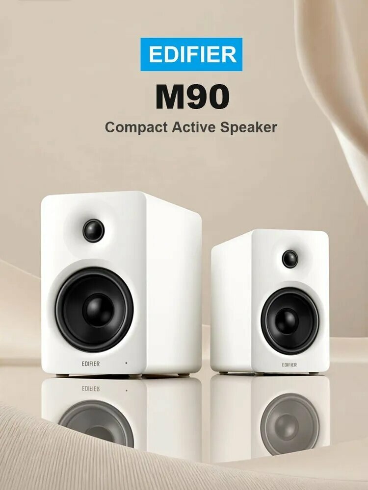Новая модель 2026 Студийные мониторы 2.0 EDIFIER M90, колонки для компьютера, 100 Вт, белое